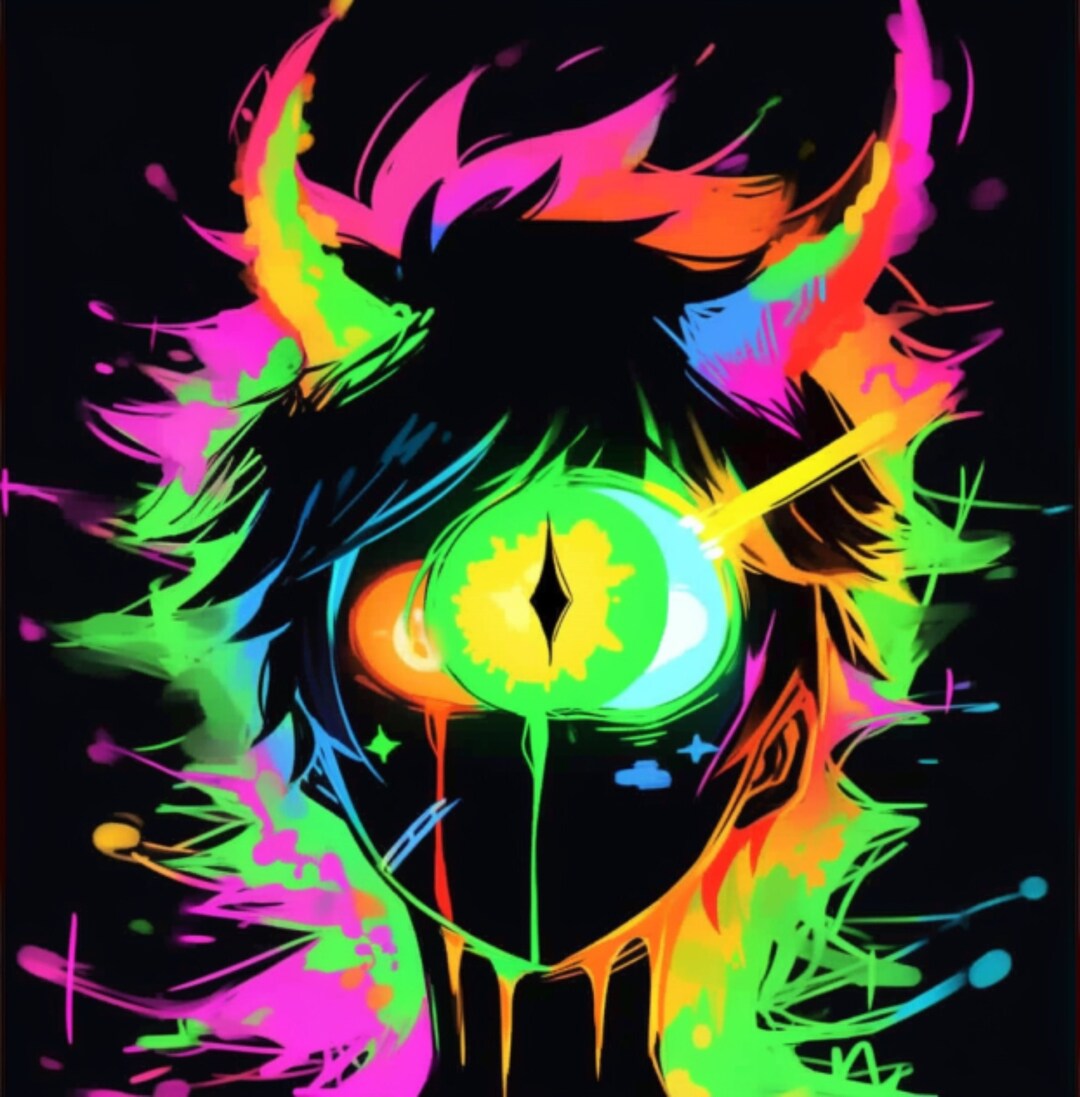 Colorful Color Splatter Graffiti Cyclops Anime Digital Print Digital ...