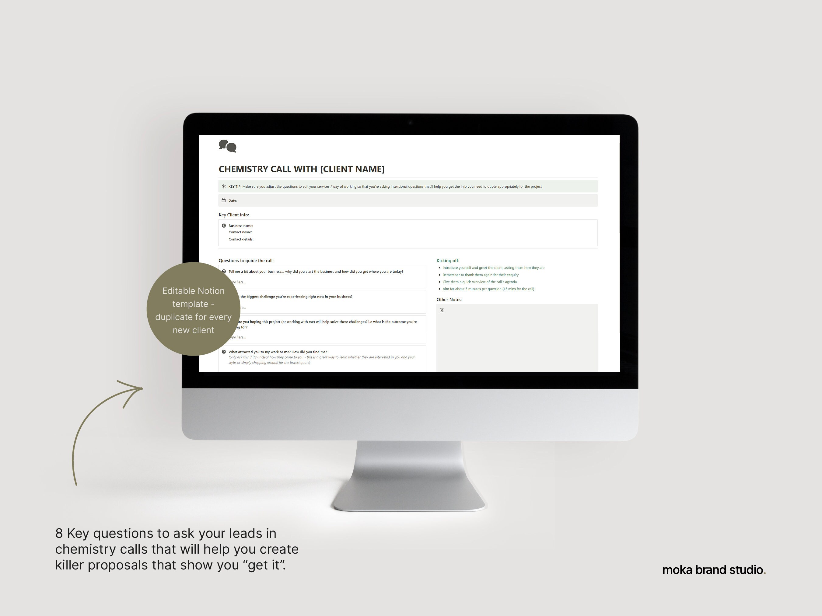 Chemistry Call Guide Discovery Call Template Client Enquiry Guide Notion Discovery Call Template ...