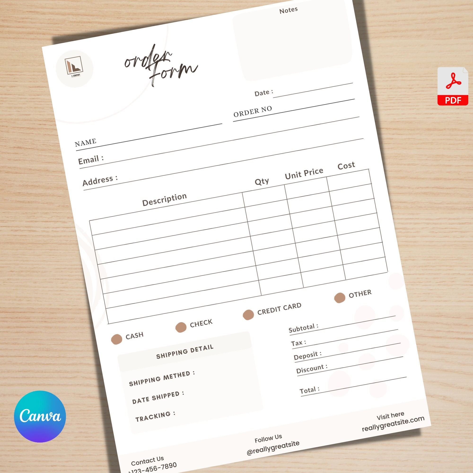 Custom Order Form Editable Template Purchase Order Form - Etsy