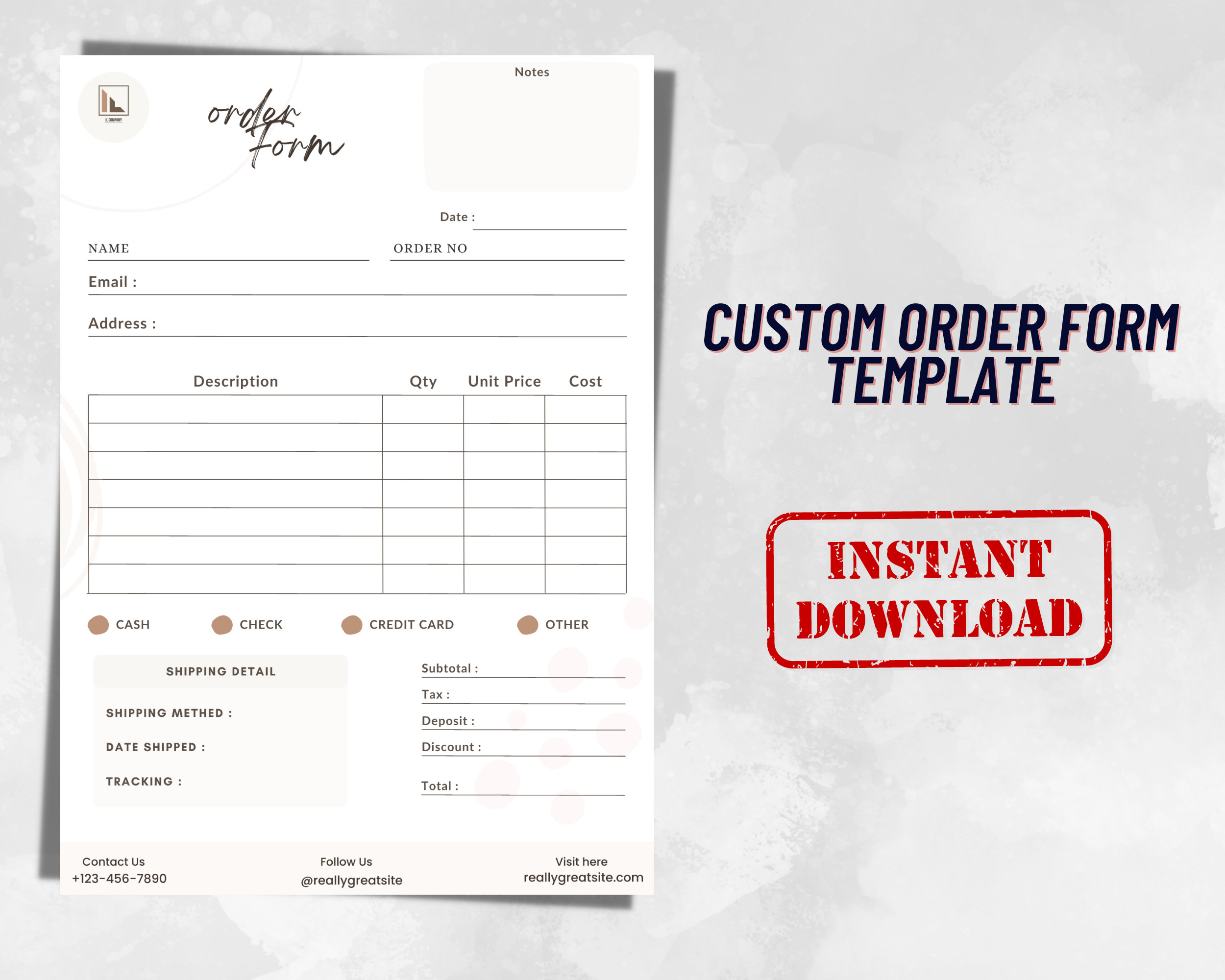 Custom Order Form Editable Template Purchase Order Form - Etsy