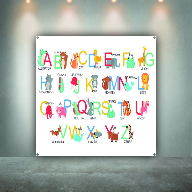 Animals Alphabet Poster Handwriting Chart Print Educational - Etsy