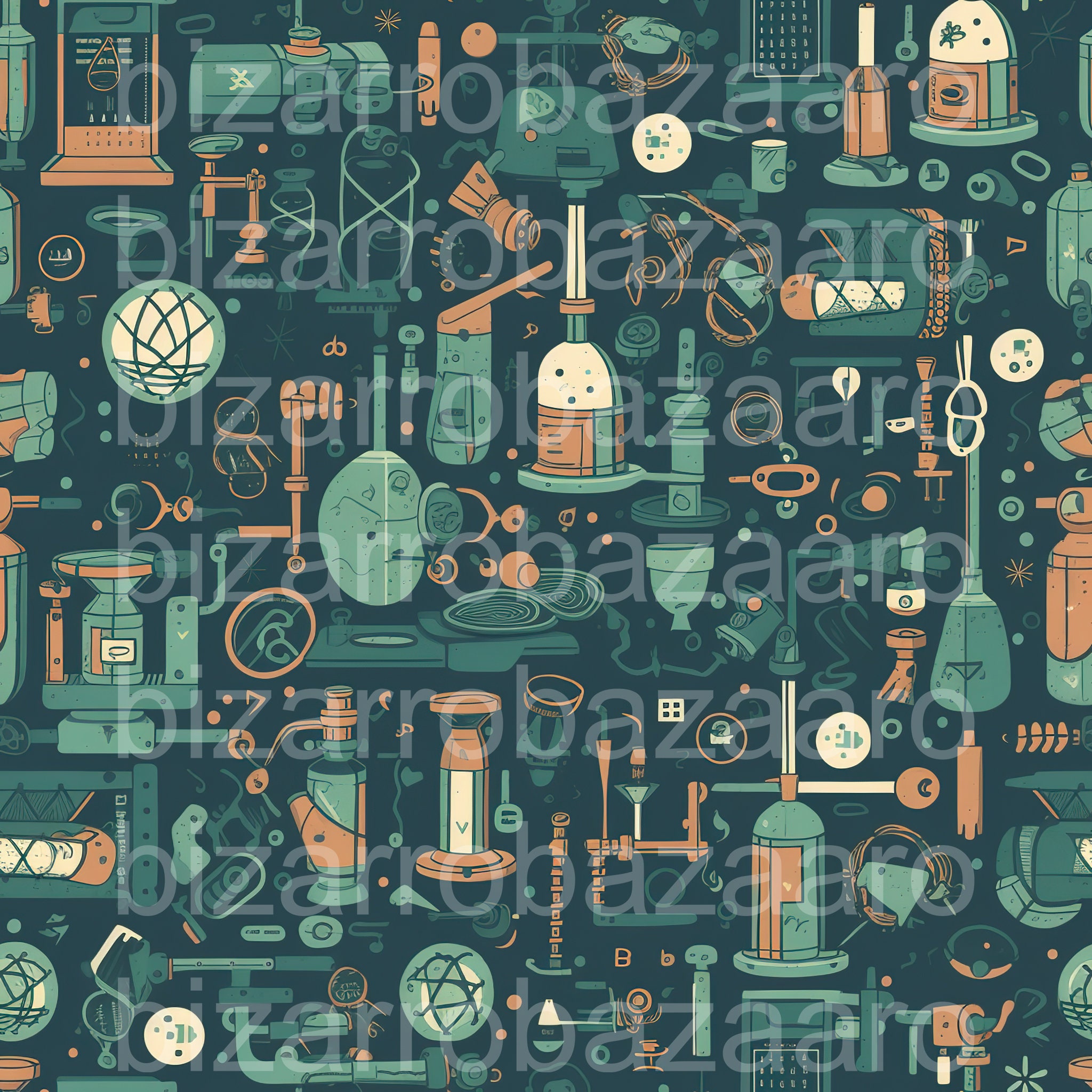 Science Equipment Tile Patterns Digital Art (x5), Repeating Science ...