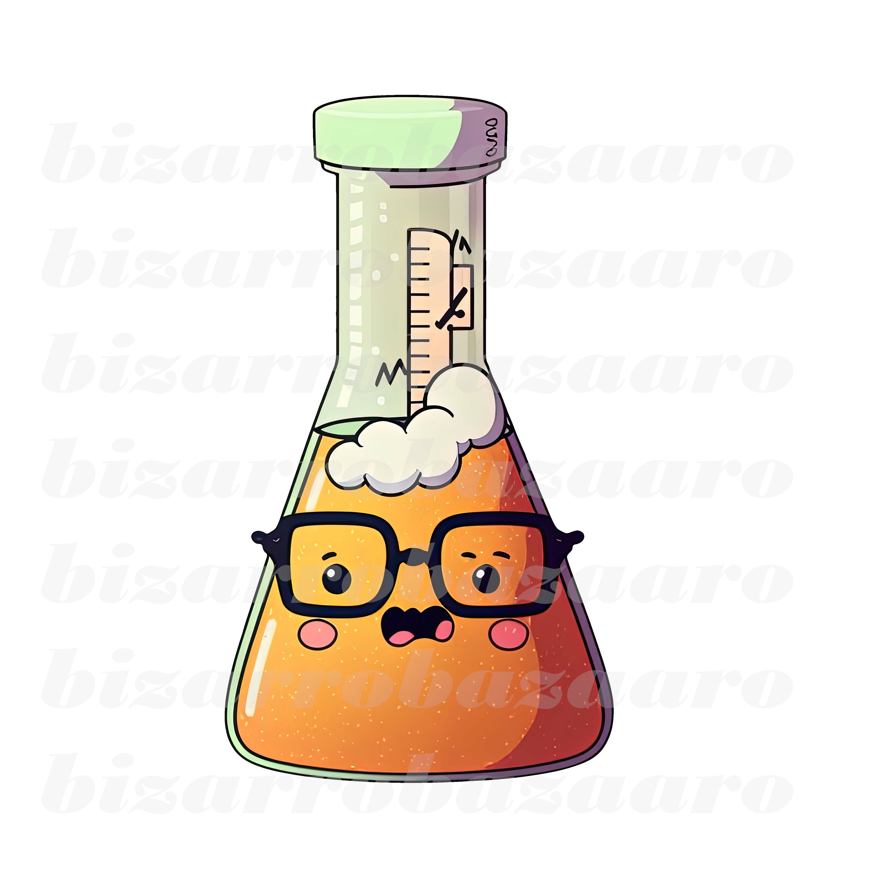 Funny Cute Science Beakers Clipart With Clear Background (PNG) Used for ...