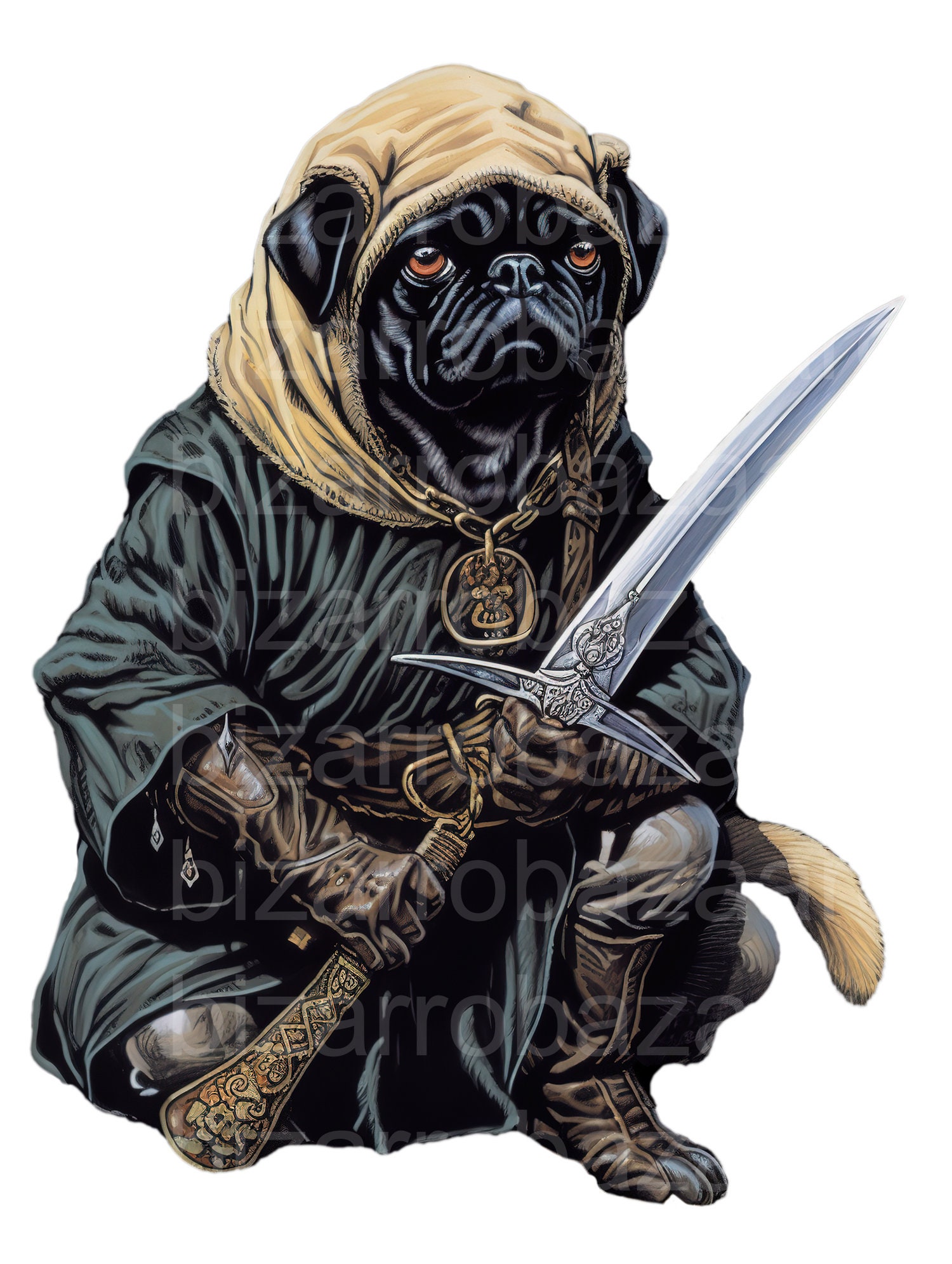 Dressed up Pugs Fantasy Characters Cliparts PNG Files (x6) With Clear ...