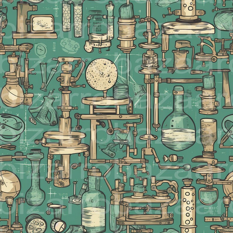 Science Equipment Tile Patterns Digital Art x5 Repeating - Etsy