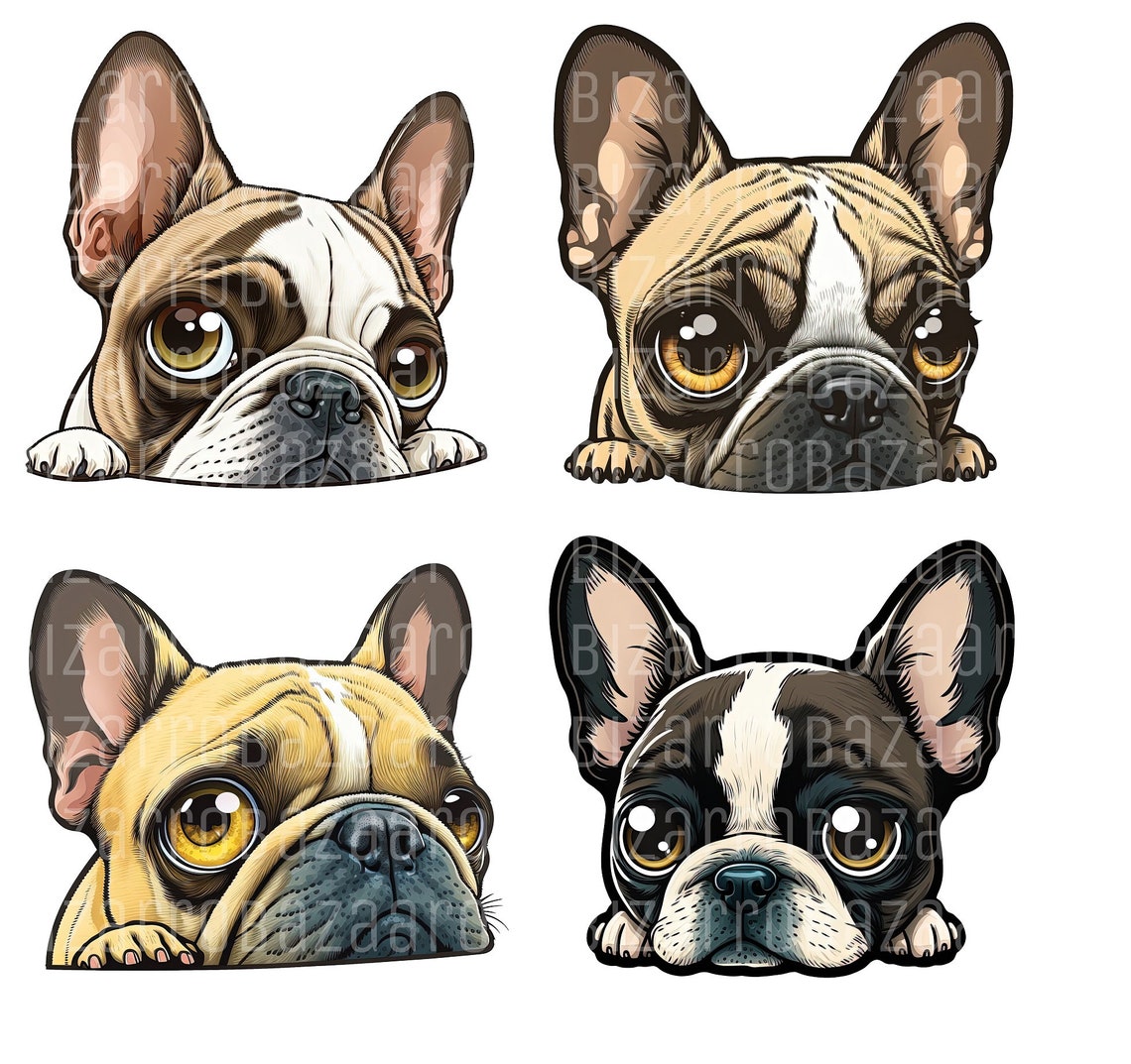 French Bulldog 'frenchies' Cliparts PNG Files (x4) With Clear ...