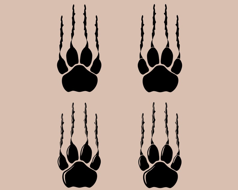 Lion Paw Print and Claw Mark Bundle in SVG, PNG, PDF, Dxf and Eps ...