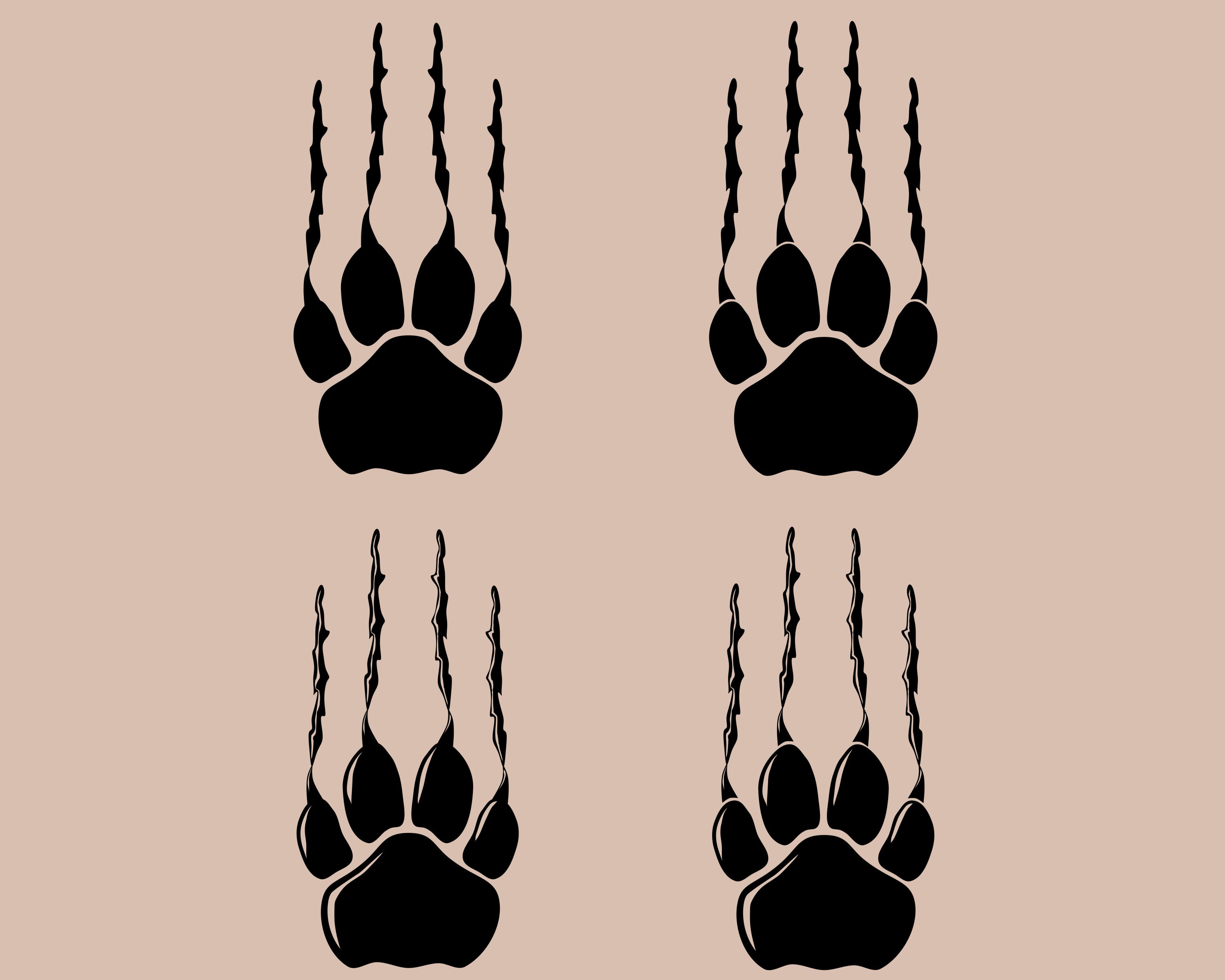 Lion Paw Print and Claw Mark Bundle in SVG, PNG, PDF, Dxf and Eps Formats for Private and ...