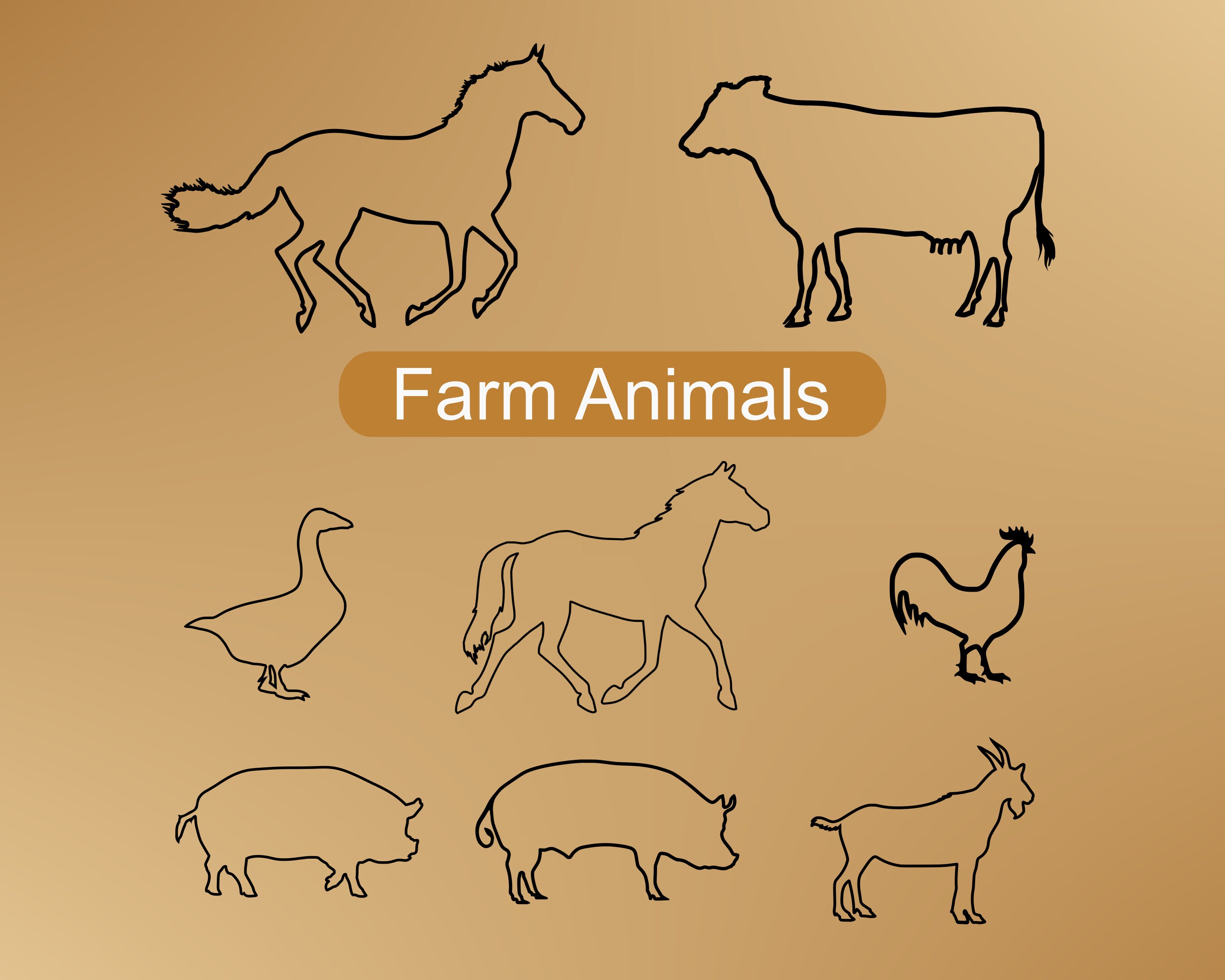 Animal Outline Bundle in SVG, PNG, PDF, Dxf and Eps Formats for Private ...