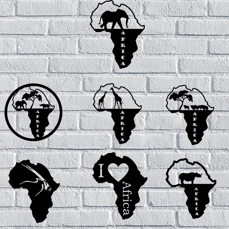 Africa Map and Animal Wildlife Theme Art, 20 Item Bundle, Instant ...