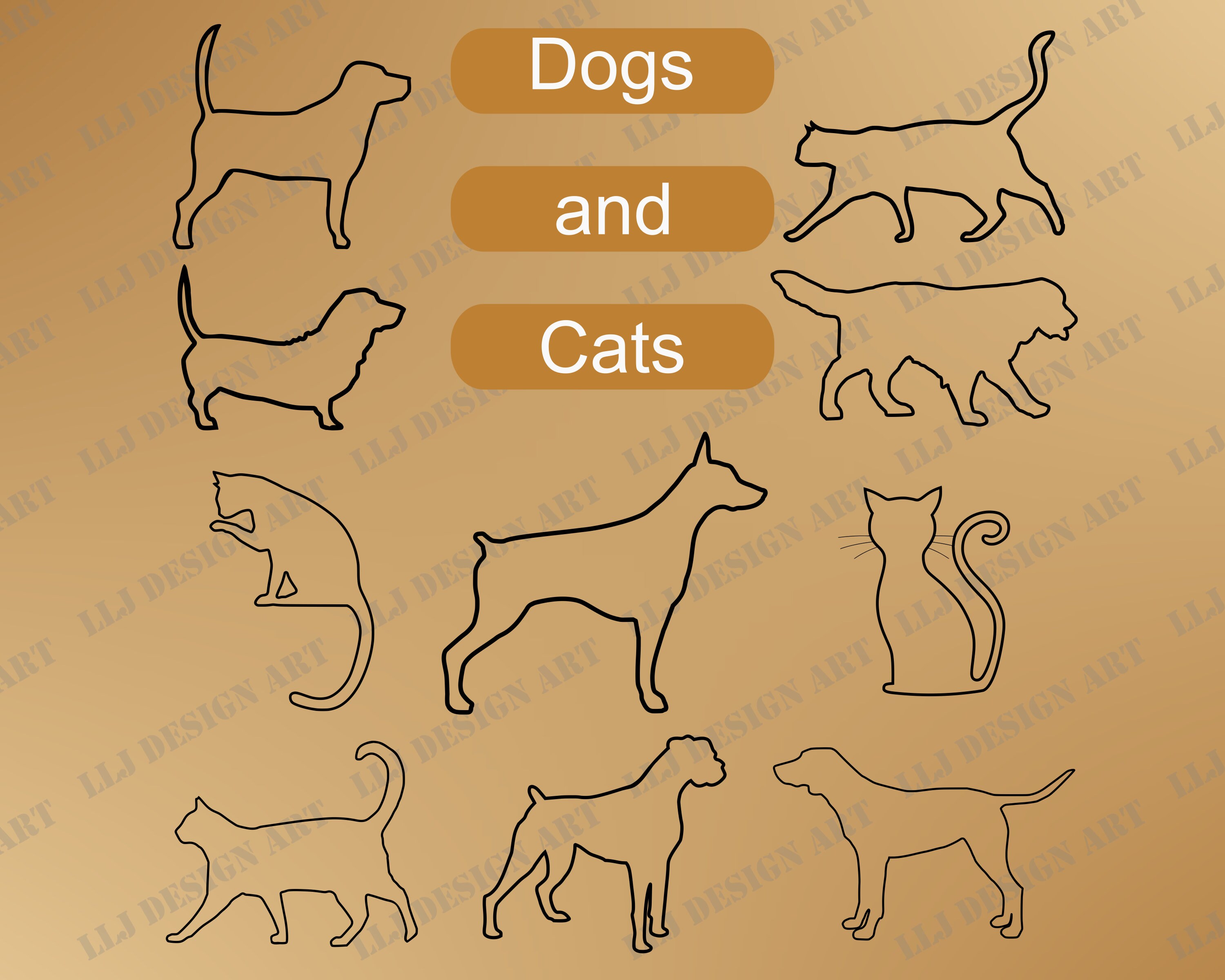 Animal Outline Bundle in SVG, PNG, PDF, Dxf and Eps Formats for Private ...