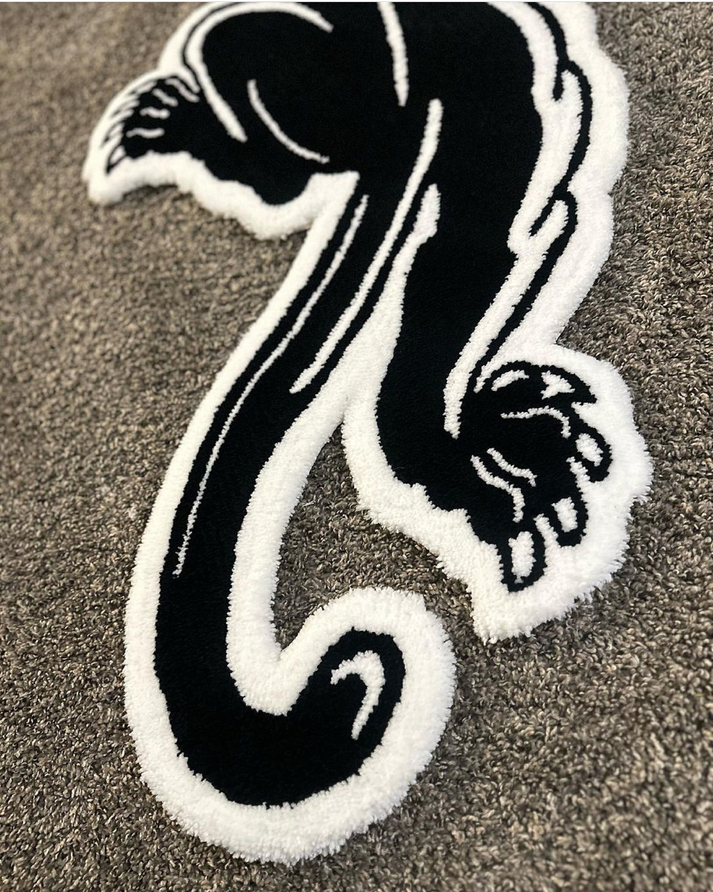 Classic Black Panther Tattoo Handmade Tufted Rug/custom Rug/handcarfted ...