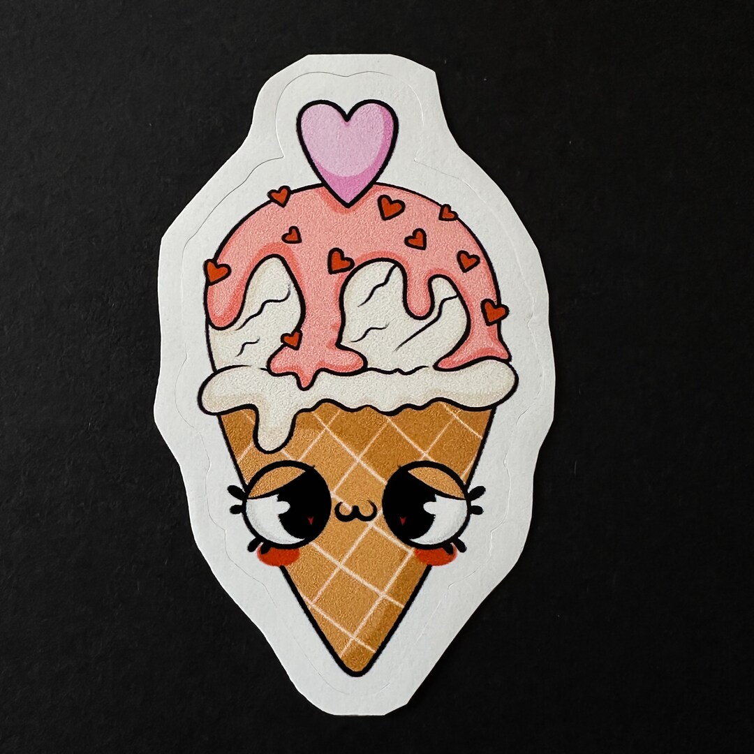 Cute Kawaii Vanilla Ice Cream Cone Vinyl Kiss-cut Sticker No.2 - Etsy