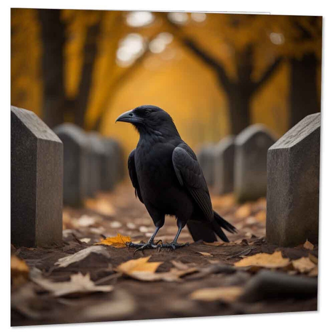 Gothic Greeting Card Raven Crow Graveyard Halloween 145 X - Etsy