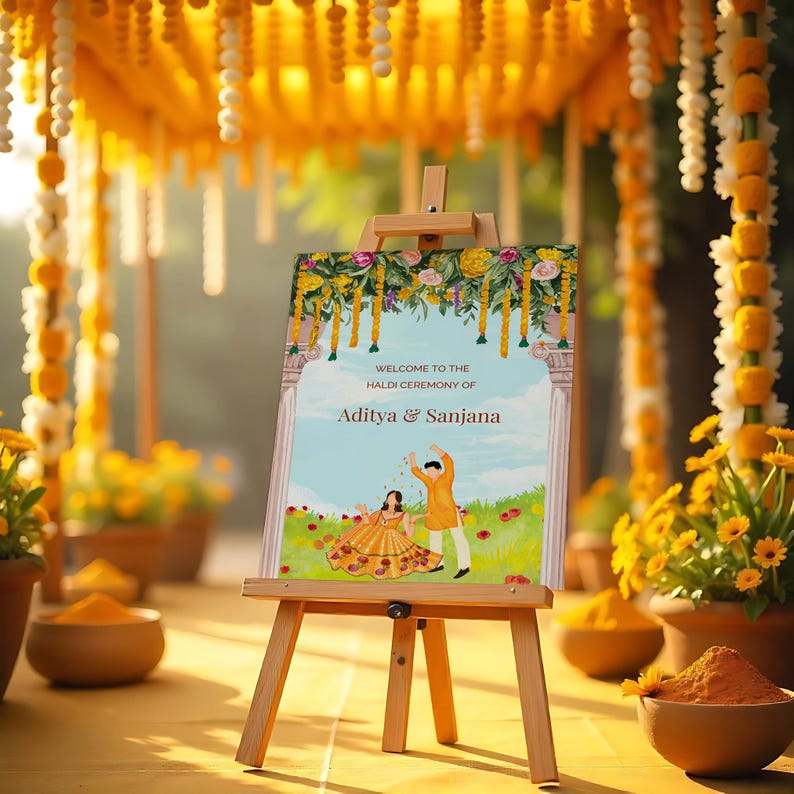 Welcome to Haldi Ceremony Sign Board – Haldi Pithi Decoration Board for ...