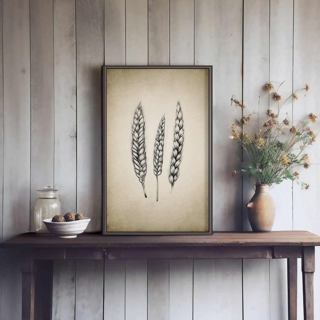 Downloadable Wheat Wall Art, Printable Illustration, Farmhouse Decor ...