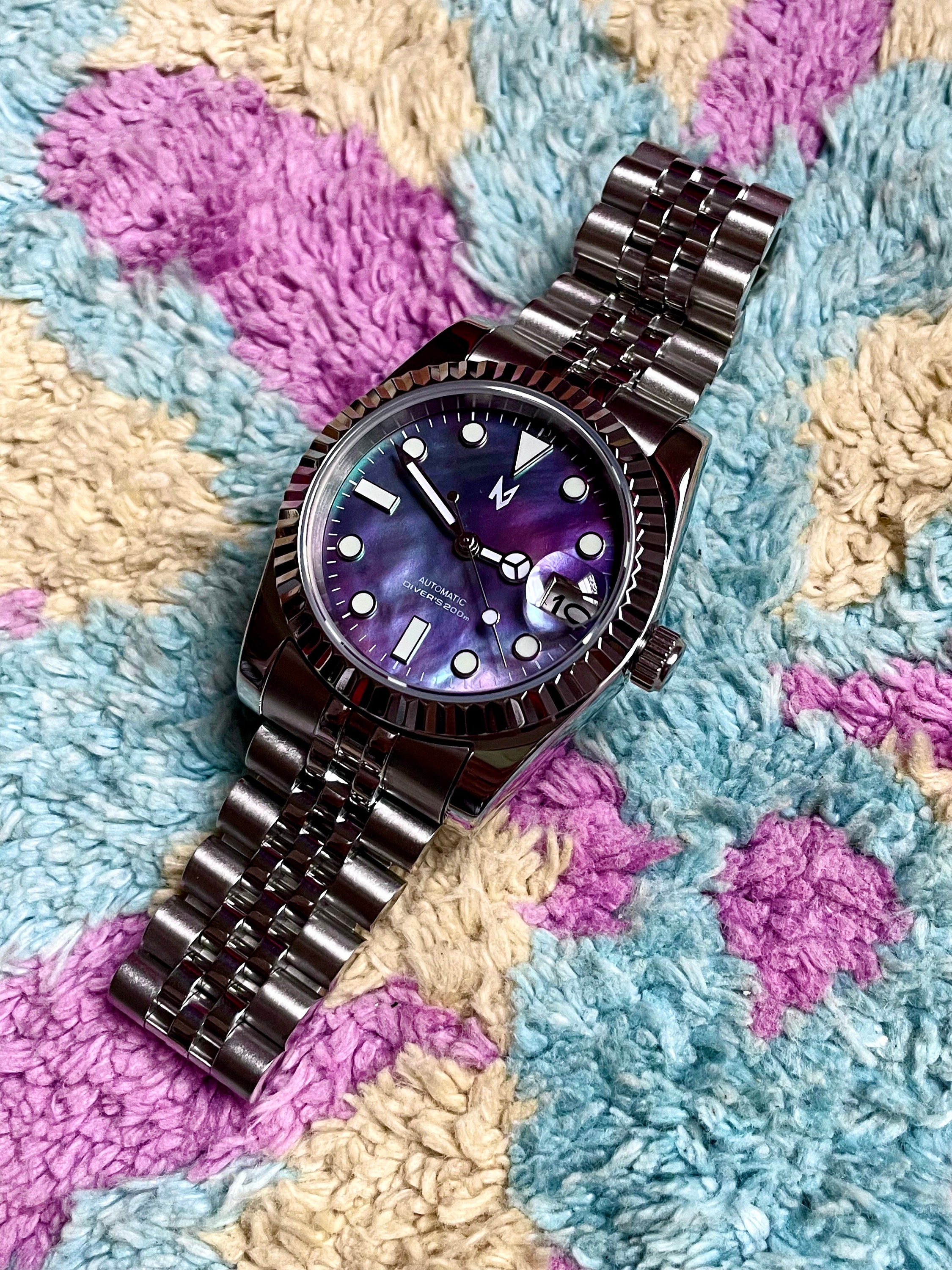 Purple Pearl 36mm Seiko Mod Montres Pour Hommes Cadeau Pour Lui Montre ...