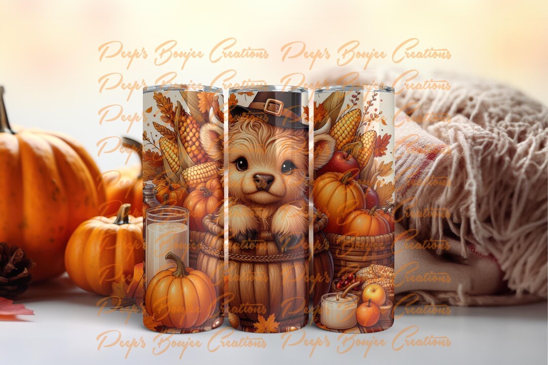 Thanksgiving Pilgrim Highland Cow Sublimation Tumbler - Etsy