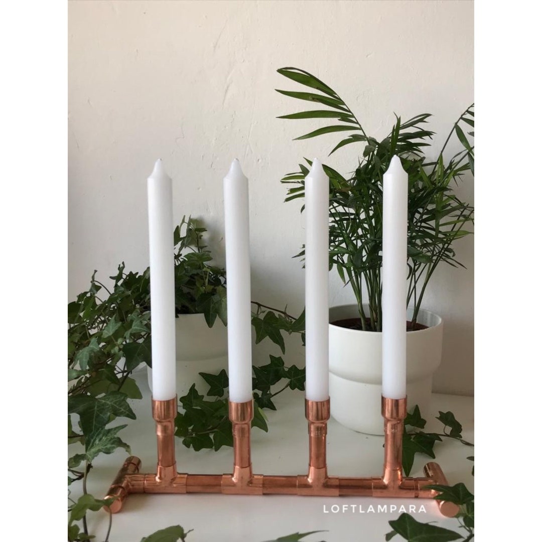 Upcycled Copper Pipe 4, Taper Candle Holder, Handmade Industrial ...