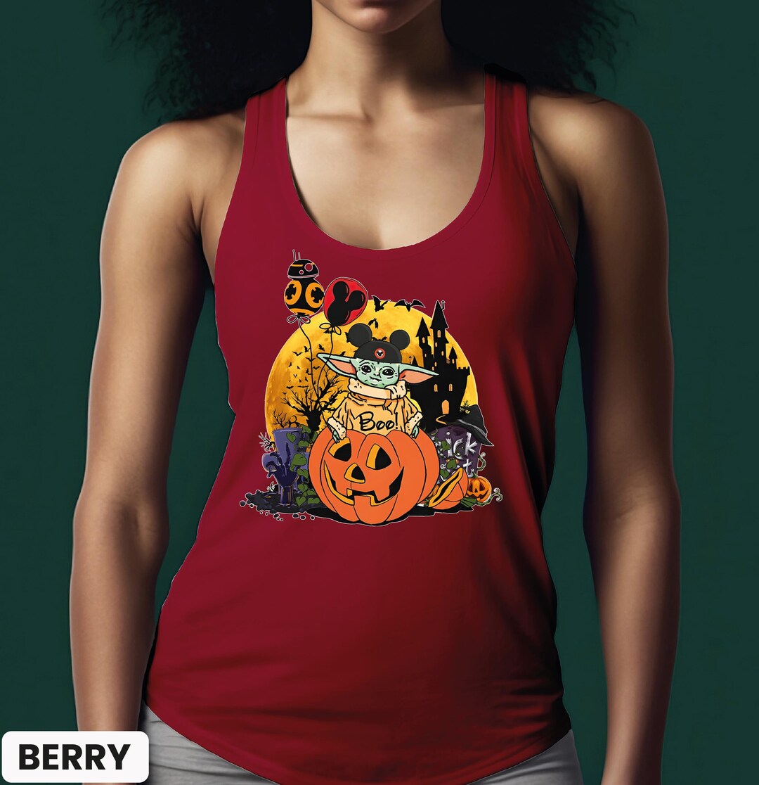 Halloween Baby Alien Pumpkin Racerback, Cute Grogu Moon Castle, Trick ...