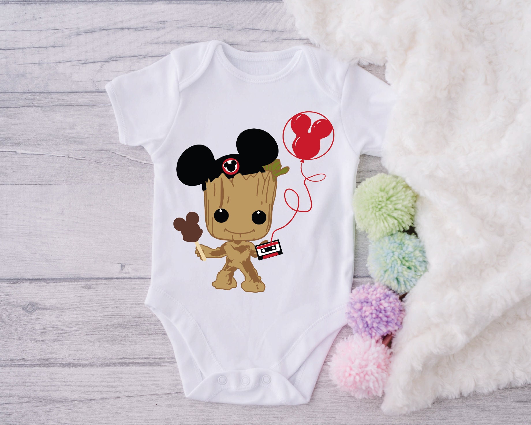 Groot Ears Bodysuit Groot Mickey Ears Toddler Baby Shover - Etsy