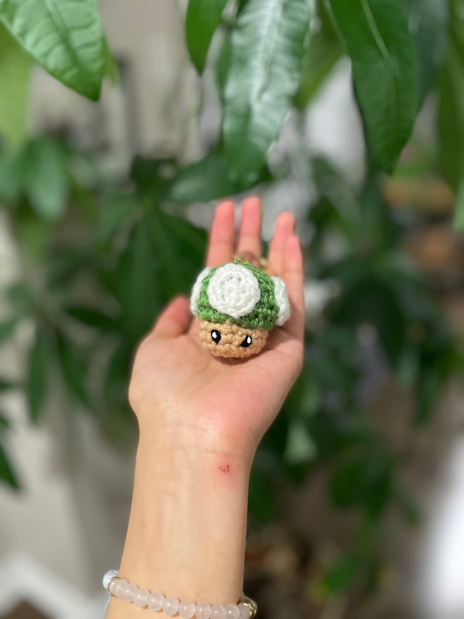 Crochet Mario Mushroom Keychain, Handmade Gift for Mario Bros Fan, Red ...