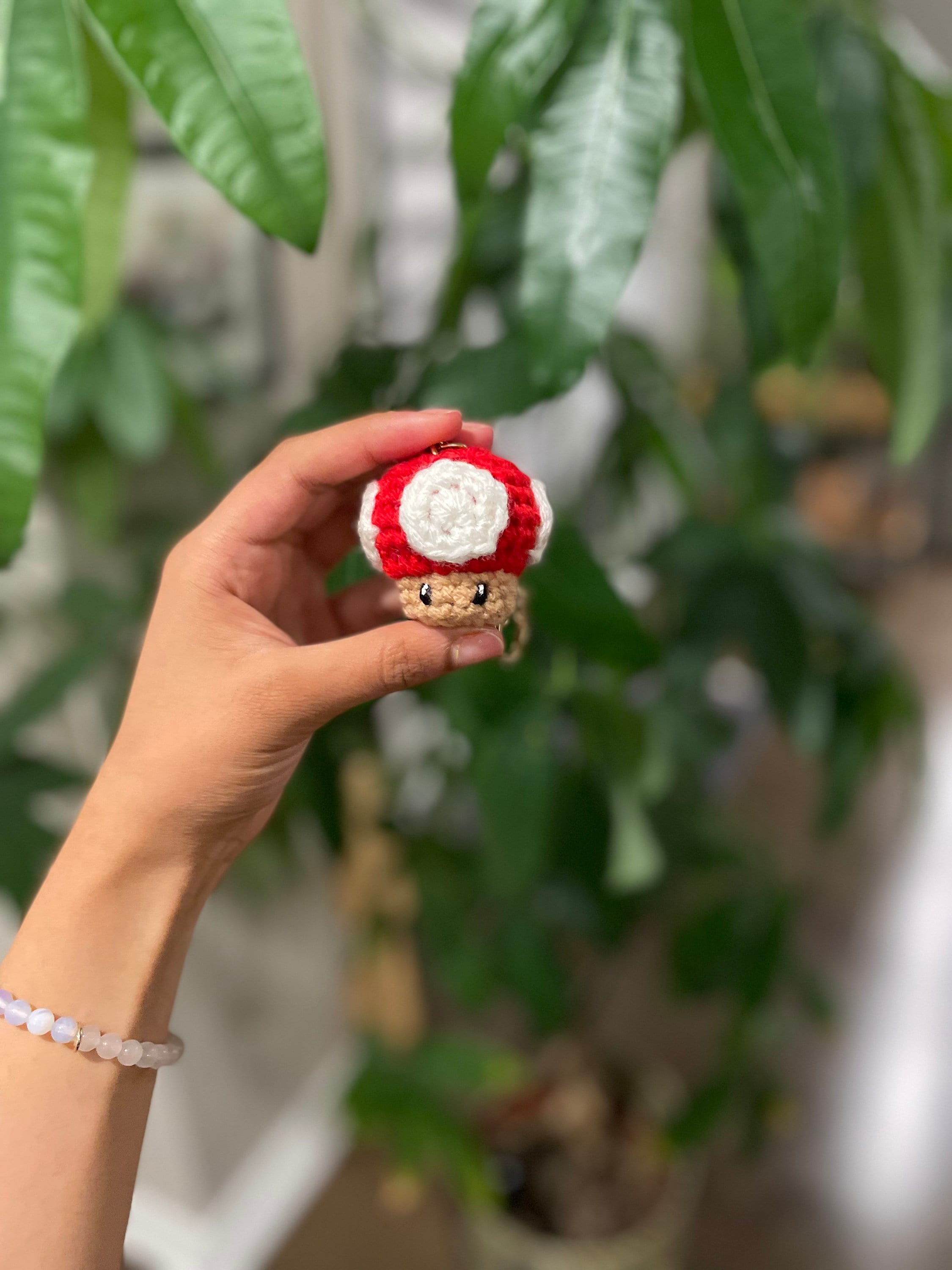 Crochet Mario Mushroom Keychain Handmade Gift for Mario Bros - Etsy