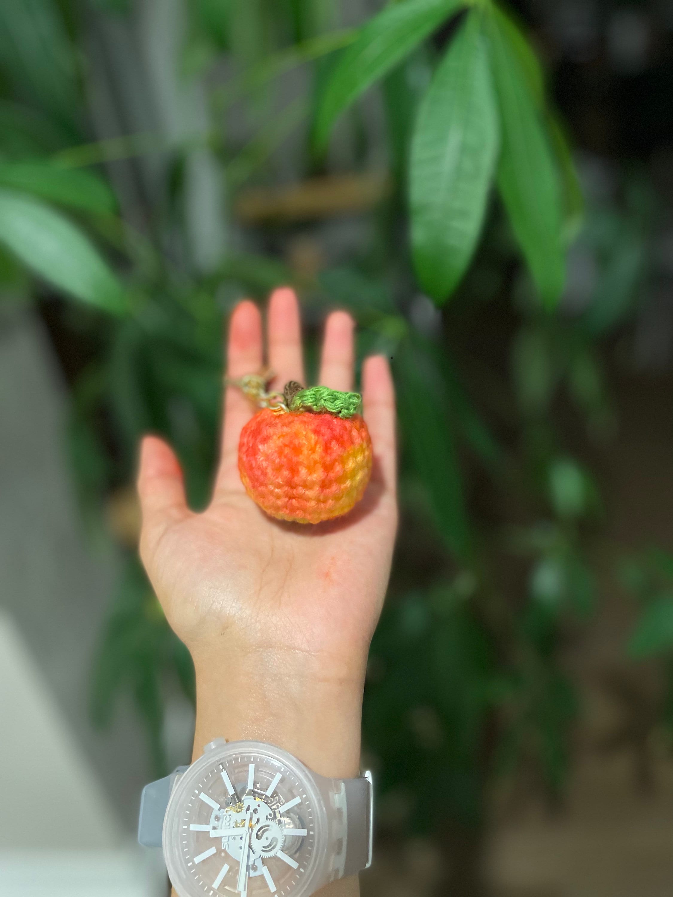 Airbrushed Crochet Apple Keychain, Handmade Charm - Etsy