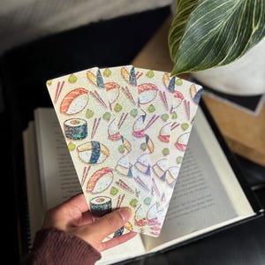 Handcrafted Sushi Bookmark Hand-drawn With Sushi Rolls, Salmon & Wasabi ...