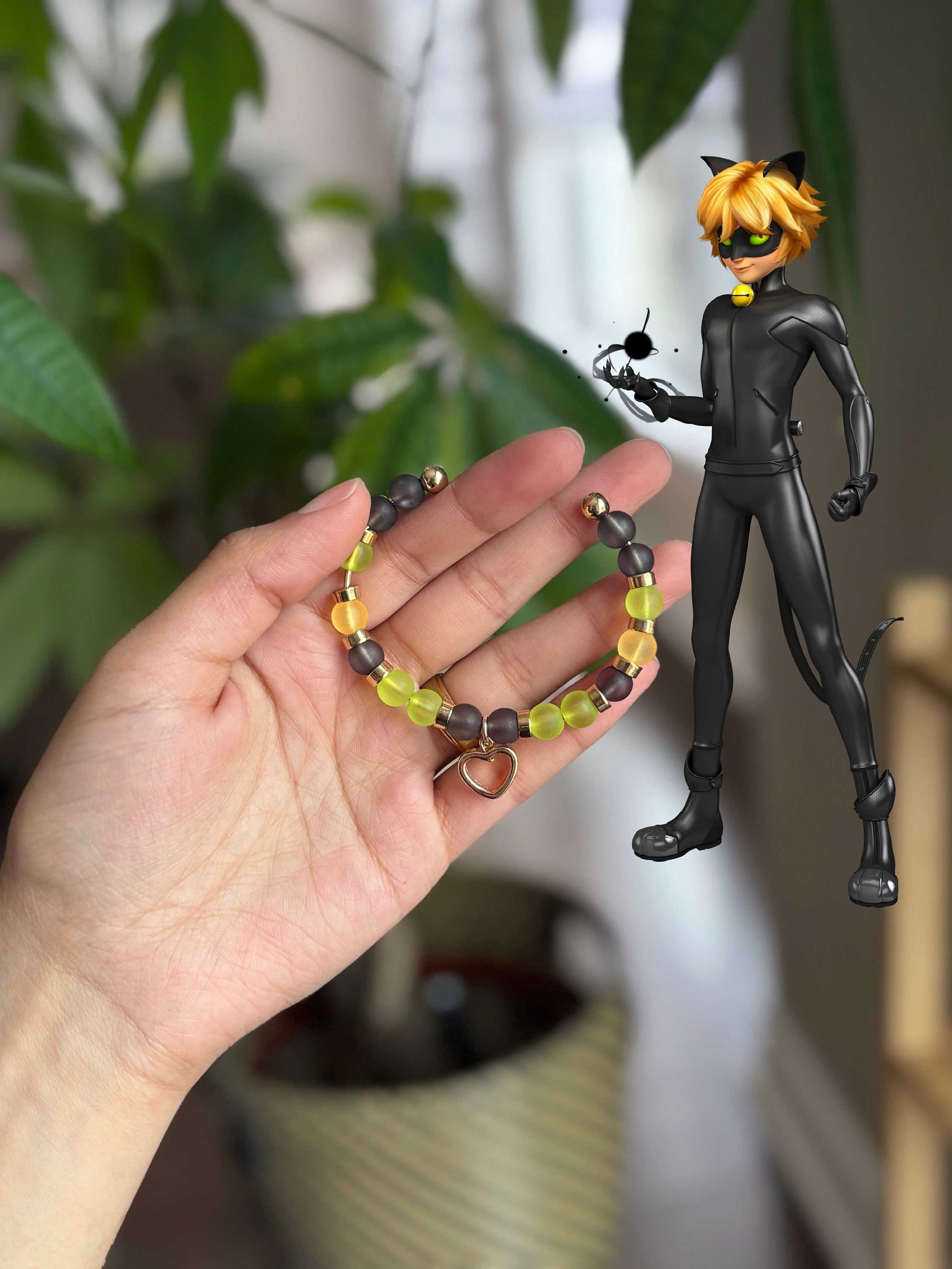 Handmade Miraculous Ladybug Inspired Beaded Gold Bangle Bracelets ...