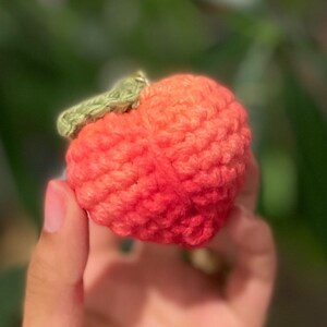 Crocheted Peach Keychain, Cute Charm, Handmade Gift, Airbrushed Fruit ...