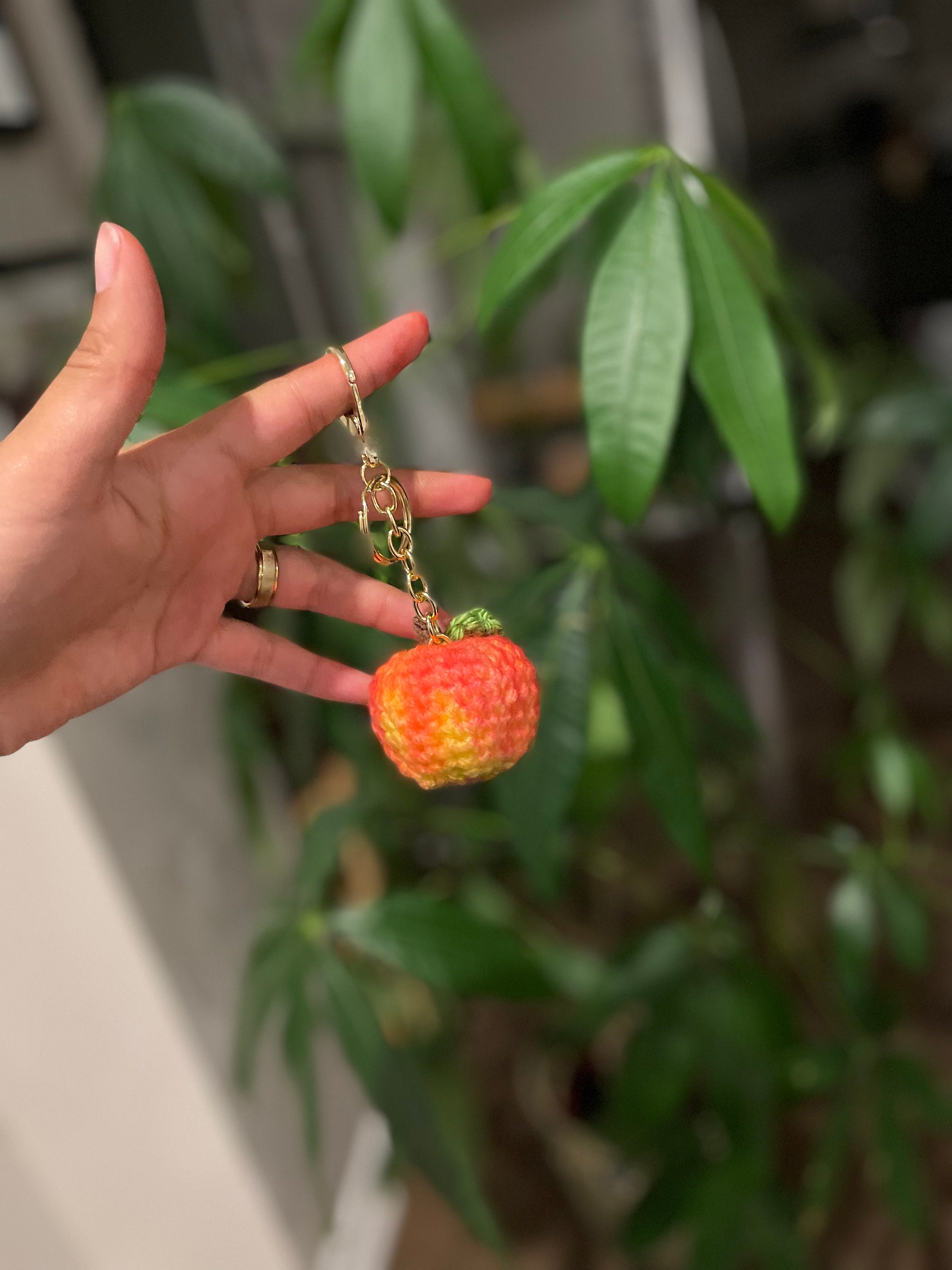 Crocheted Apple Keychain, Cute Charm, Handmade Gift, Airbrushed Fruit ...