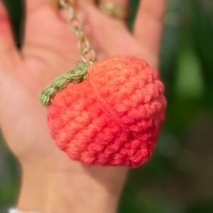 Crocheted Peach Keychain, Cute Charm, Handmade Gift, Airbrushed Fruit ...