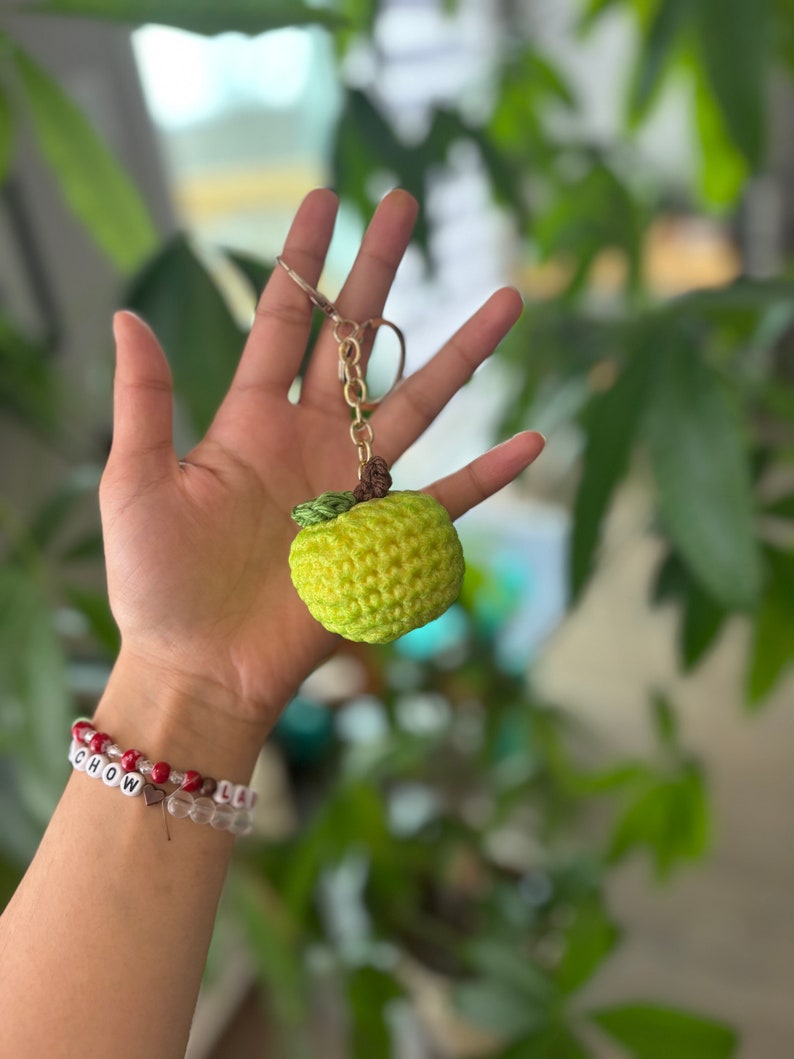 Crocheted Apple Keychain, Cute Charm, Handmade Gift, Airbrushed Fruit ...