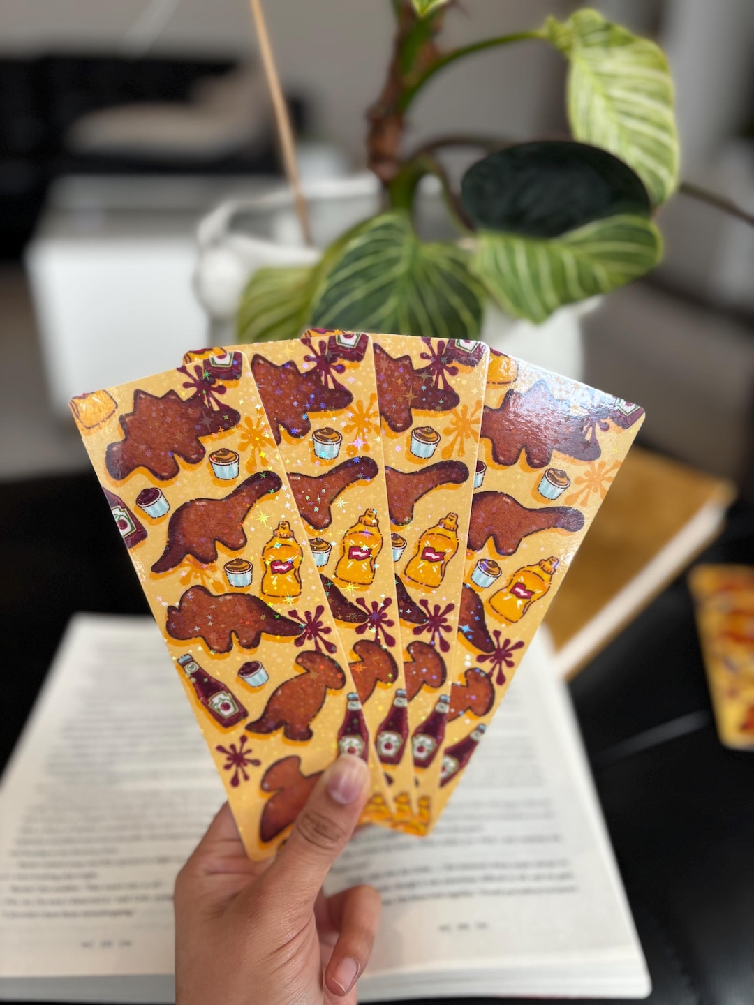 Dino Nugget Bookmarks Cute Dinosaur Snack-inspired Design With Ketchup ...