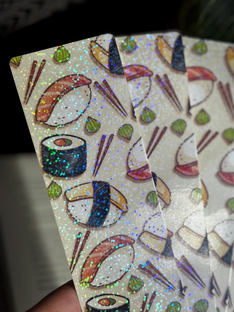 Handcrafted Sushi Bookmark – Hand-drawn With Sushi Rolls, Salmon ...