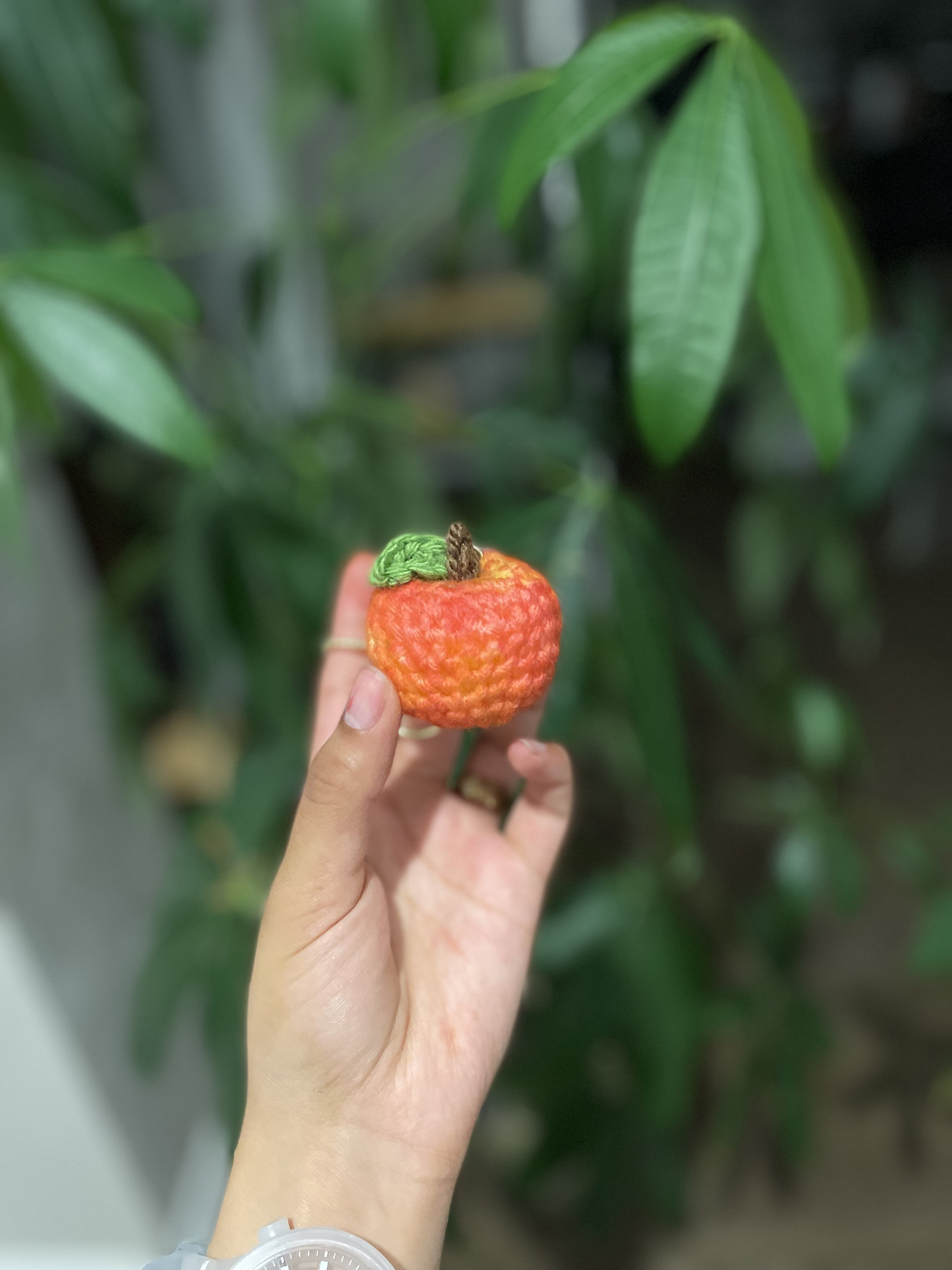 Crocheted Apple Keychain, Cute Charm, Handmade Gift, Airbrushed Fruit ...