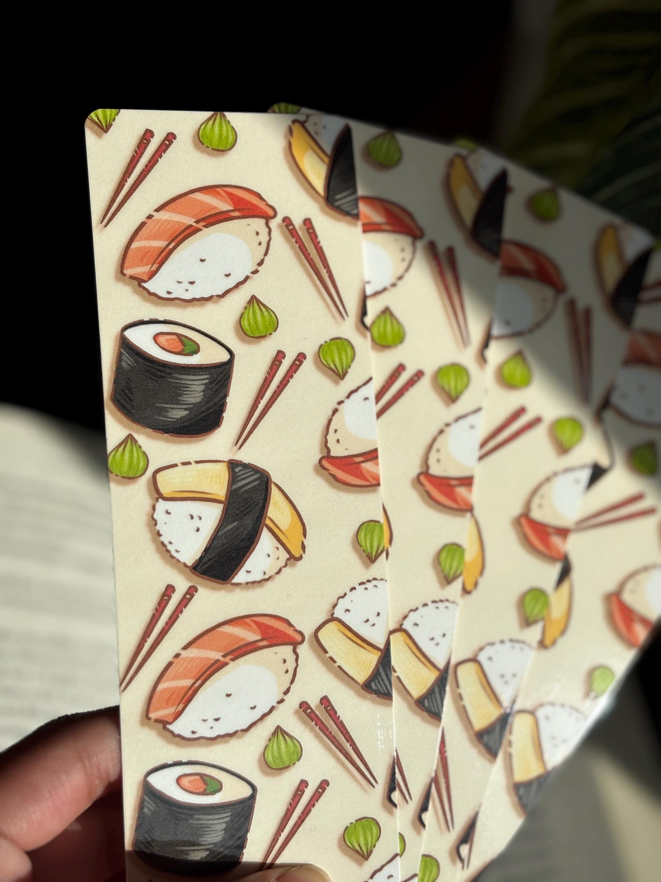 Handcrafted Sushi Bookmark – Hand-drawn With Sushi Rolls, Salmon ...