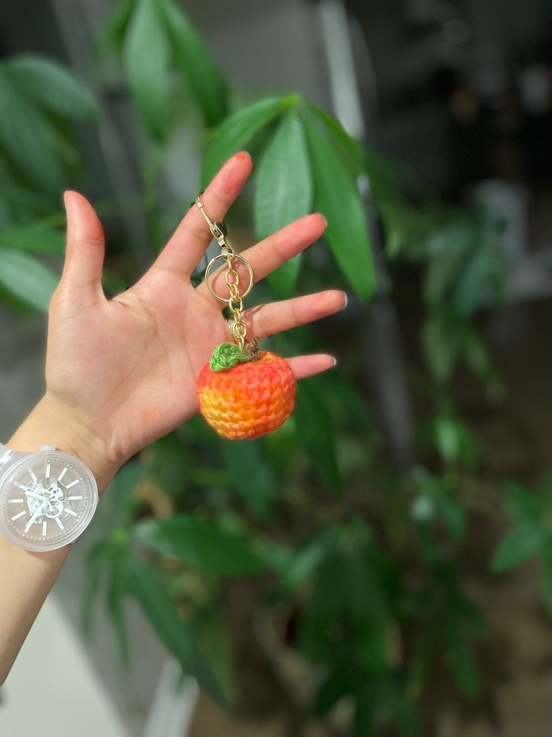 Airbrushed Crochet Apple Keychain, Handmade Charm - Etsy