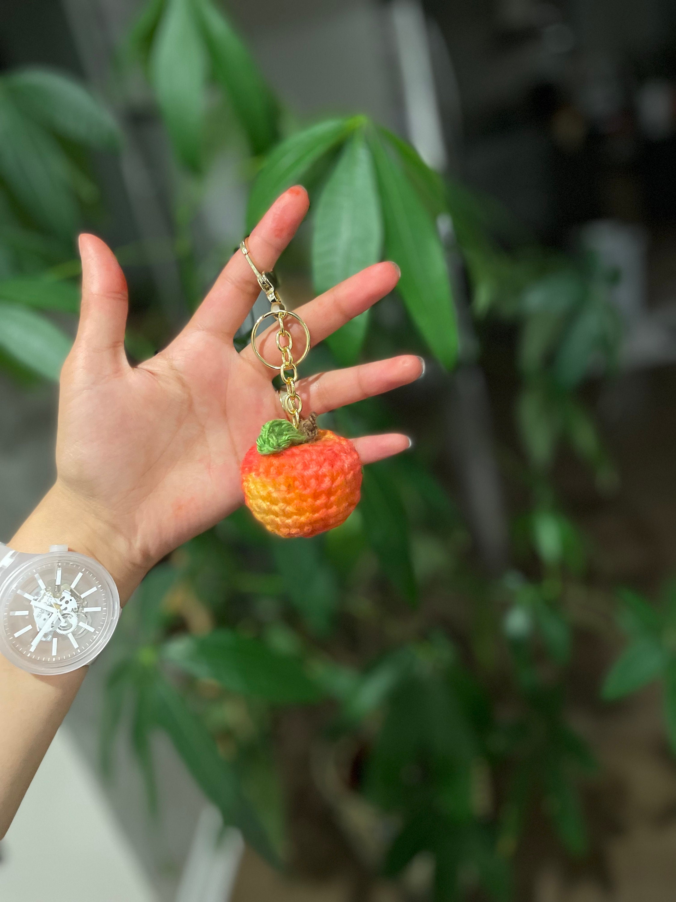 Airbrushed Crochet Apple Keychain, Handmade Charm - Etsy