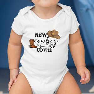 New Cowboy in Town Bodysuit, Cowboy Rodeo Baby Bodysuit, Cute Rodeo Toddler Shirt, My First ...