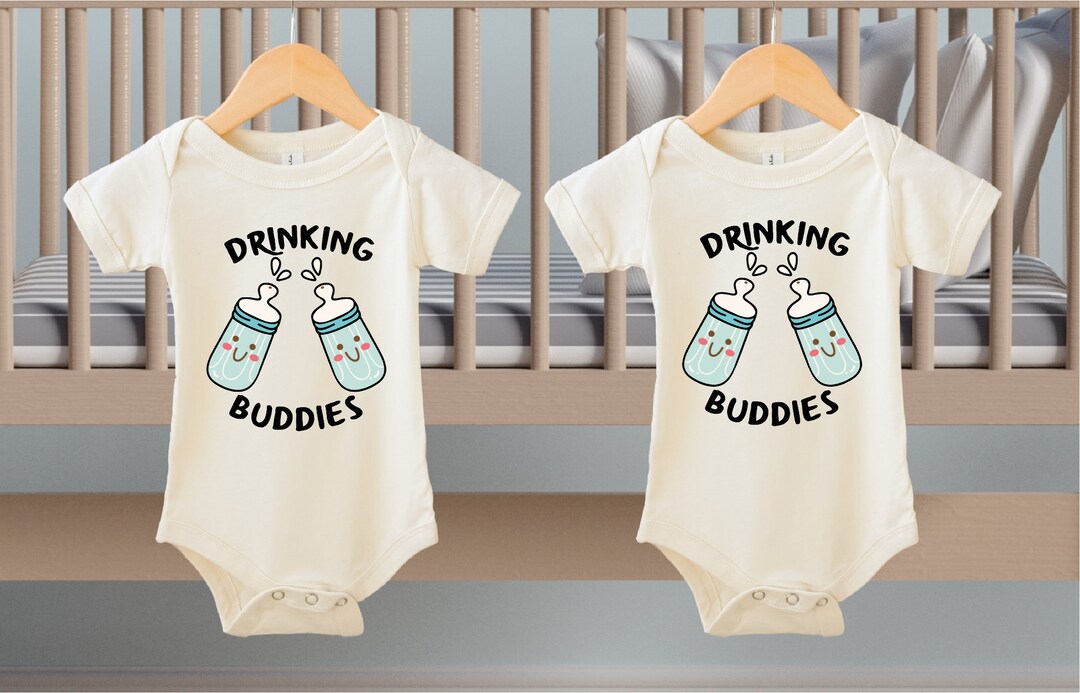 Drinking Buddies Twin Baby Bodysuit Set, Cute Best Friend Twin Baby ...