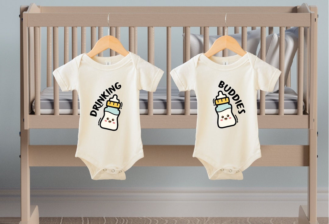 Drinking Buddies Twin Baby Bodysuit Set, Cute Best Friend Twin Baby ...