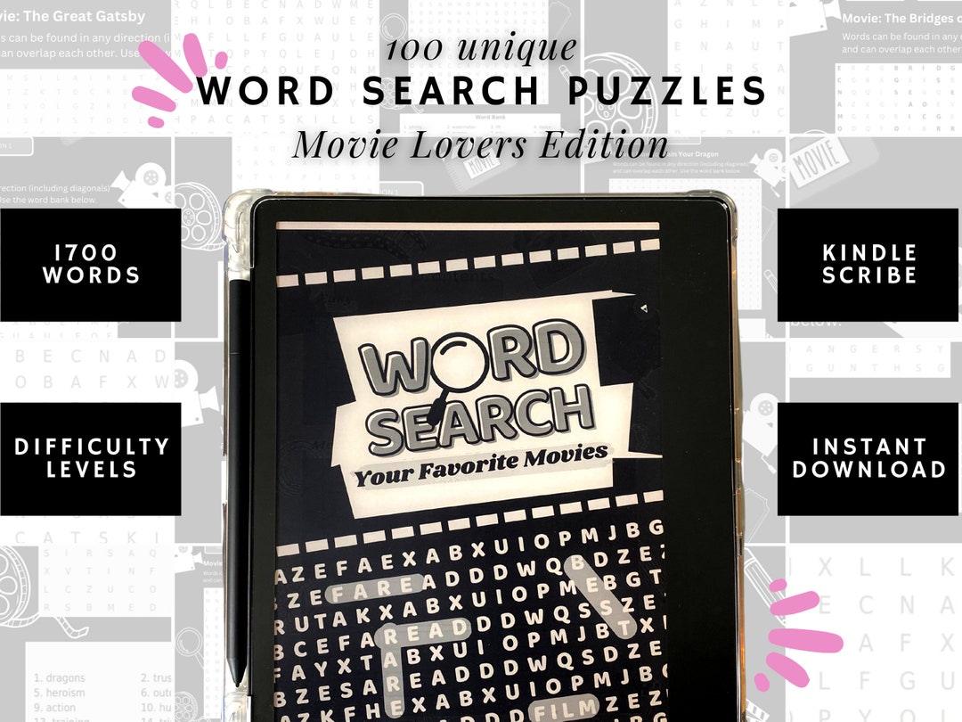 100 Unique Word Search Puzzles Built for Kindle Scribe - Etsy