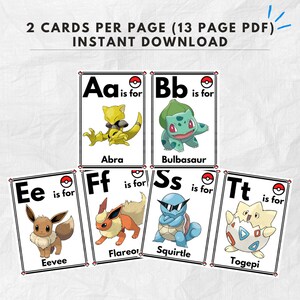 Pokemon Flash Cards, Printable, ABC Flash Cards, Pokemon, Monetsorri ...