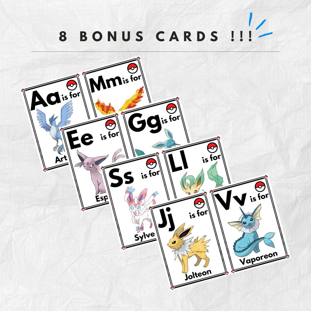 Pokemon Flash Cards, Printable, ABC Flash Cards, Pokemon, Monetsorri ...