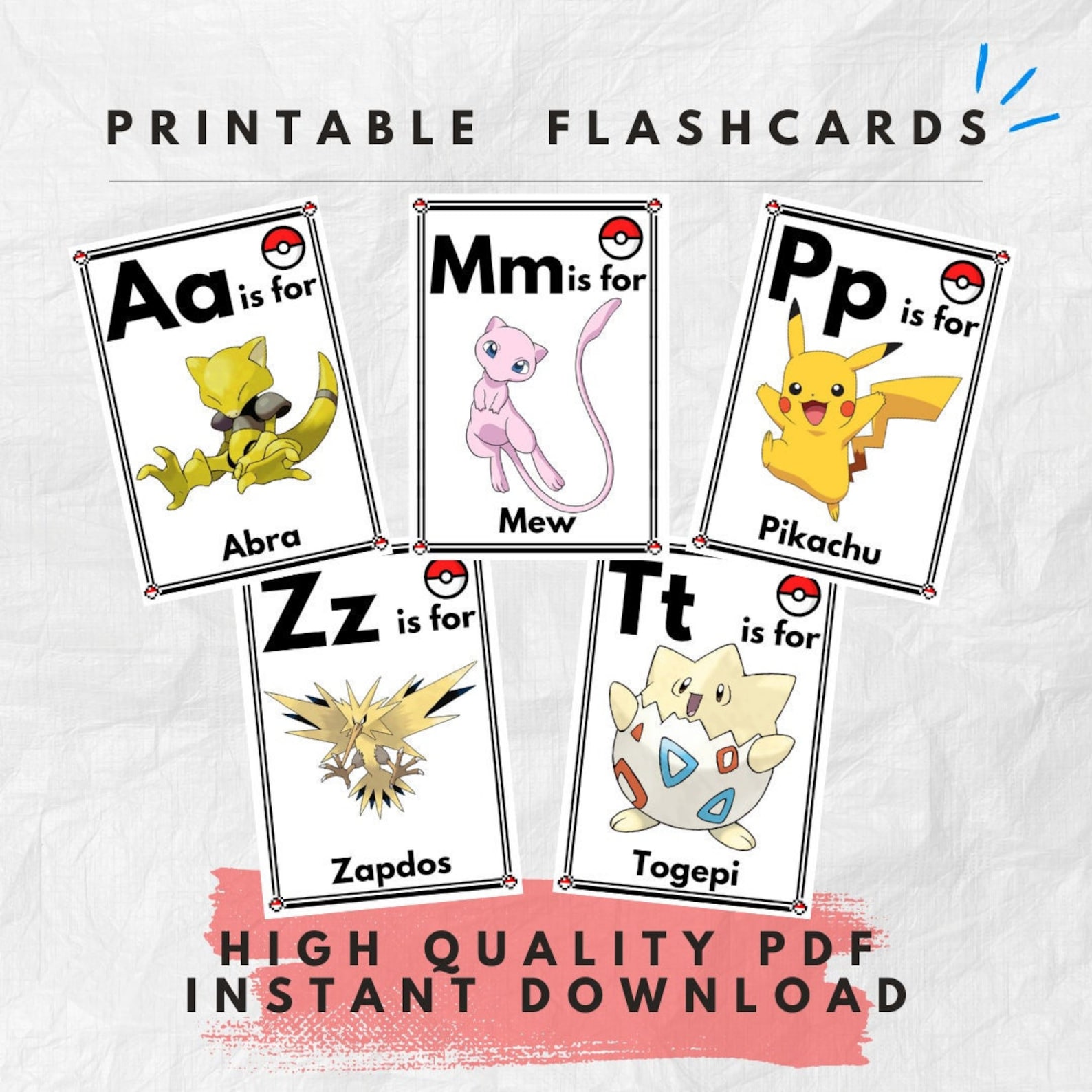 Pokemon Flash Cards, Printable, ABC Flash Cards, Pokemon, Monetsorri ...