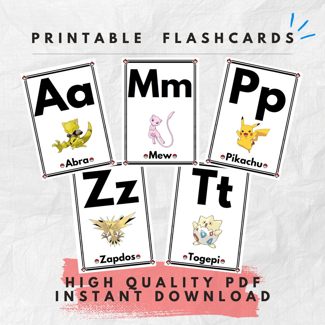 Pokemon Flash Cards, Printable, ABC Flash Cards, Pokemon, Monetsorri ...
