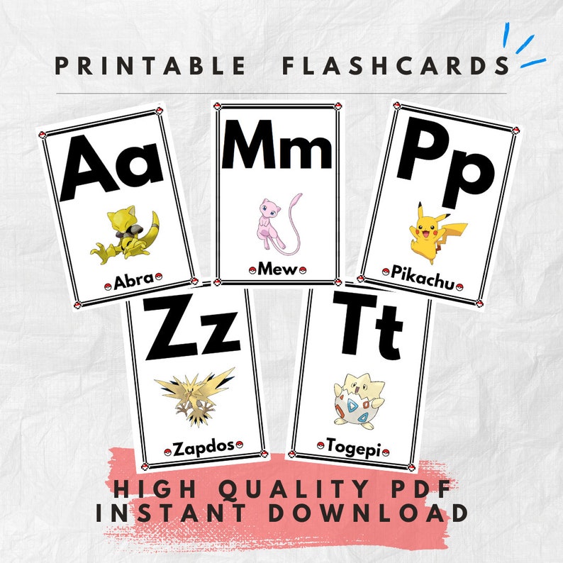 Pokemon Flash Cards, Printable, ABC Flash Cards, Pokemon, Monetsorri ...