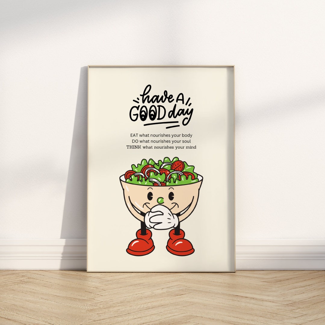 Retro Cute Kitchen Poster, Motivational Poetry Art Print, Groovy ...